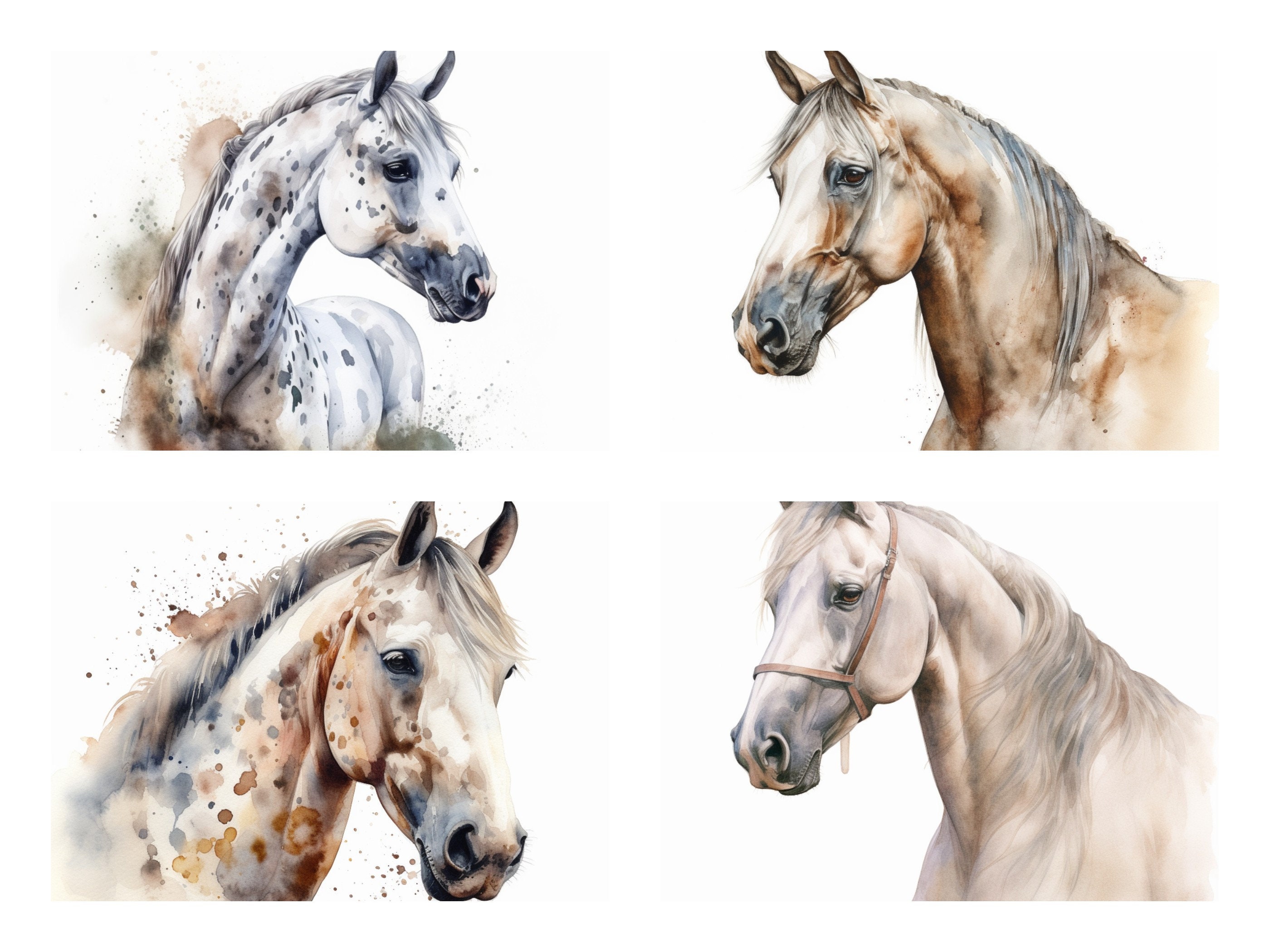 20 Horse Clipart Bundle High-quality Watercolor Horse PNG - Etsy