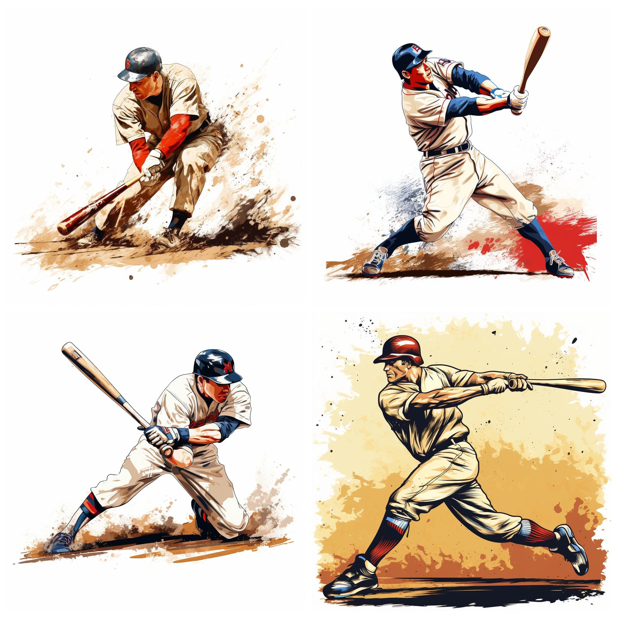 29 Baseball PNG Clipart Bundle Watercolor Baseball Player - Etsy