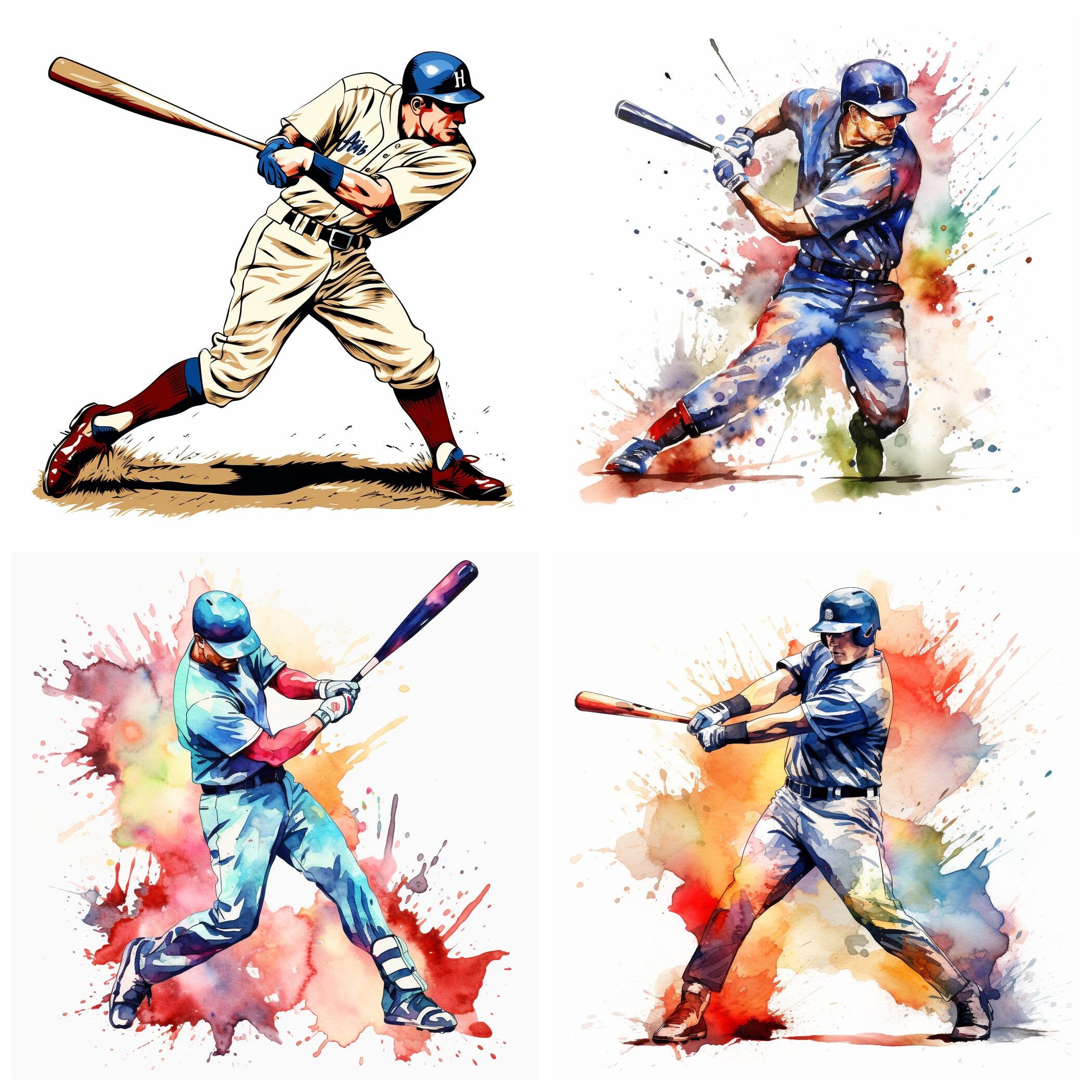 29 Baseball PNG Clipart Bundle Watercolor Baseball Player - Etsy