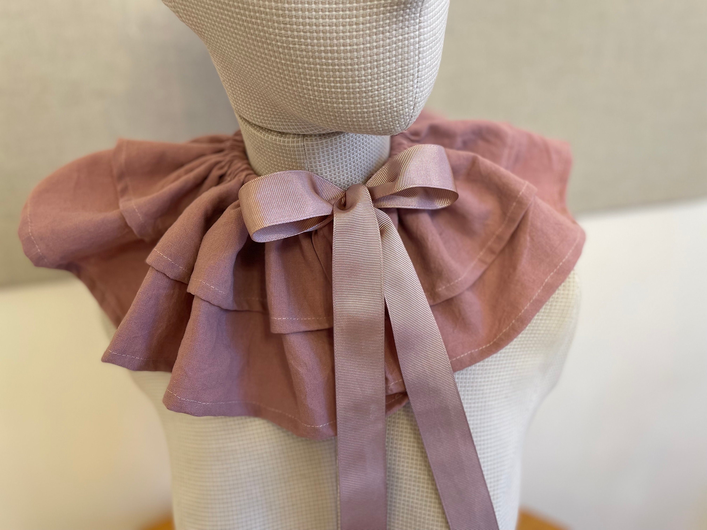 Ruffle Linen Collar, Detachable Pierrot Collar, Removable, Cotton Bib ...