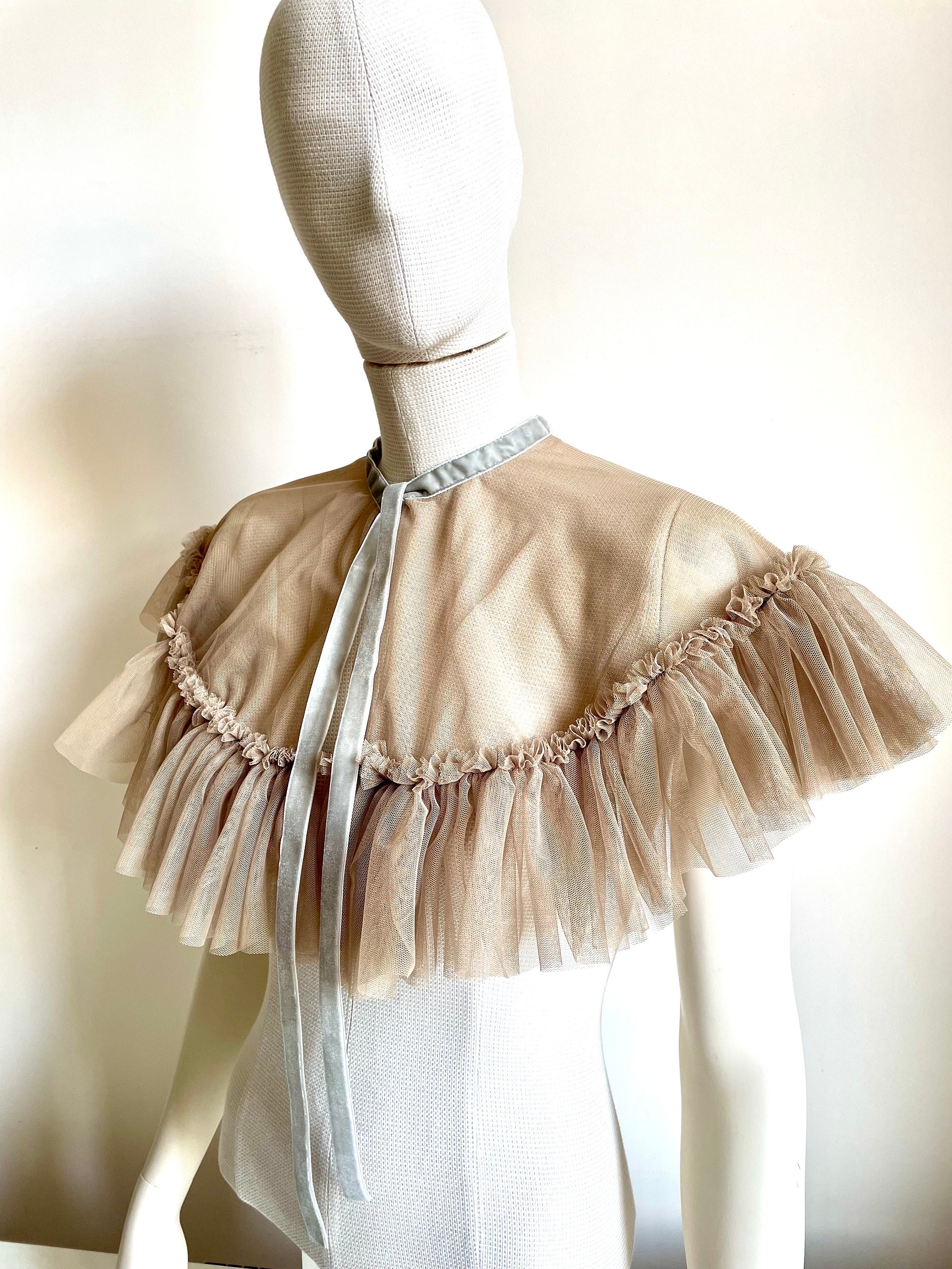 White Tulle Cape With Frill, Tulle Bolero Collar, Tulle Capelet ...