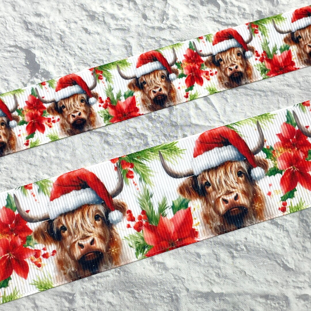 Christmas Cow, Highland Cow Ribbon , Size 1.5in, 7/8, 5/8 - Etsy