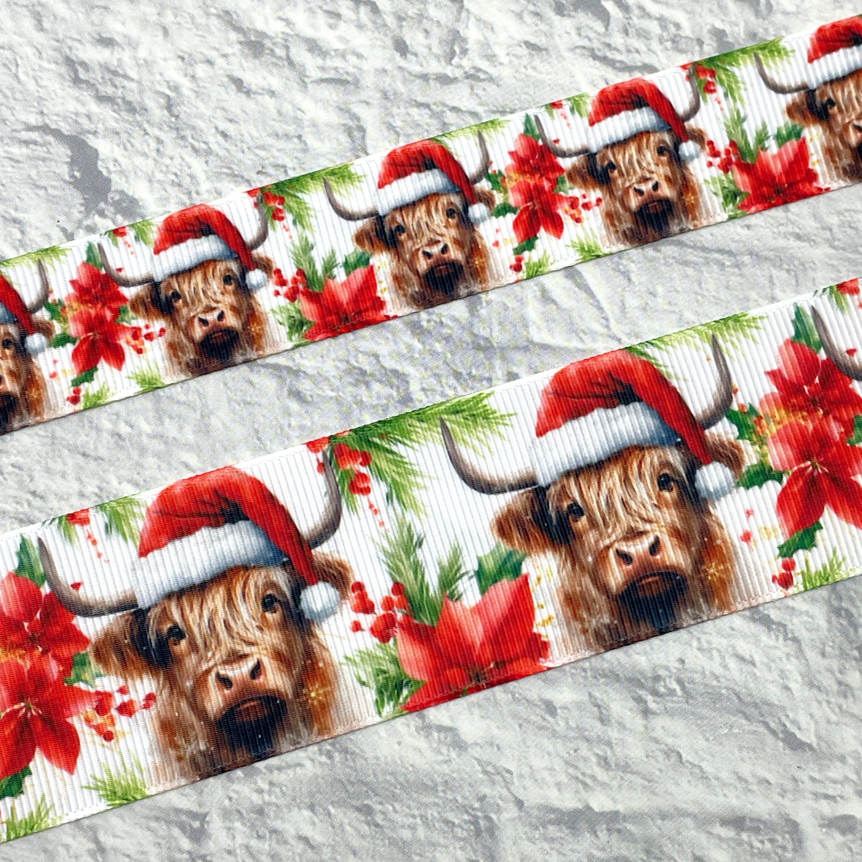 Christmas Cow, Highland Cow Ribbon , Size 1.5in, 7/8, 5/8 - Etsy