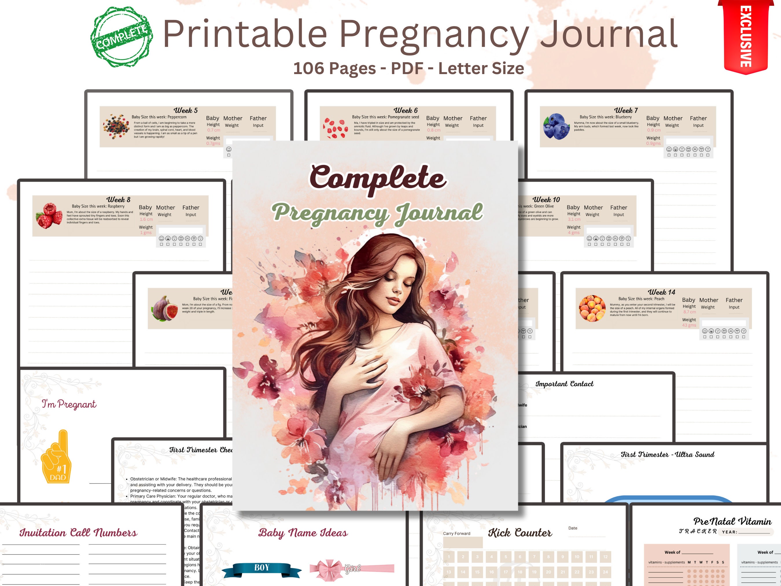 The Complete Pregnancy Journal, Printable Pregnancy Journal, Pregnancy ...