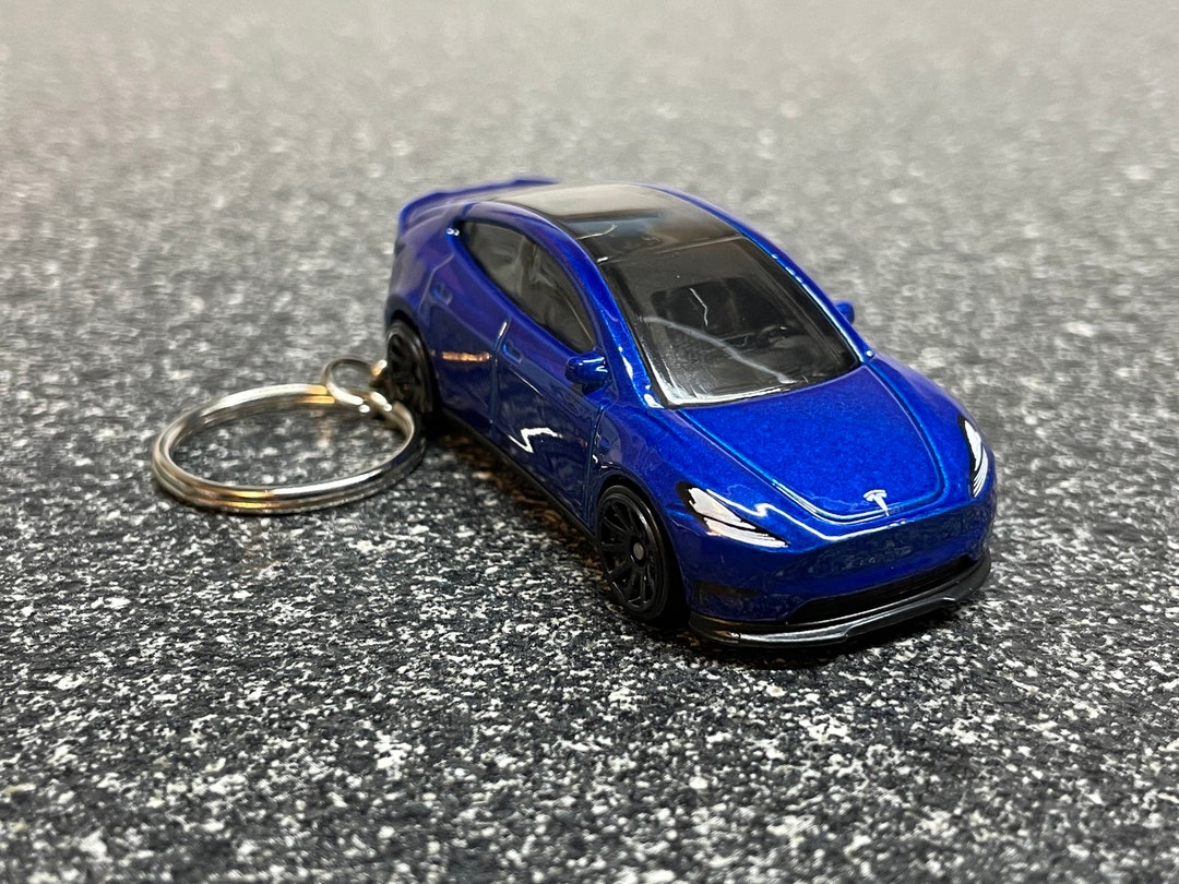 Tesla Model Y Keychain Blue Diecast Car - Etsy