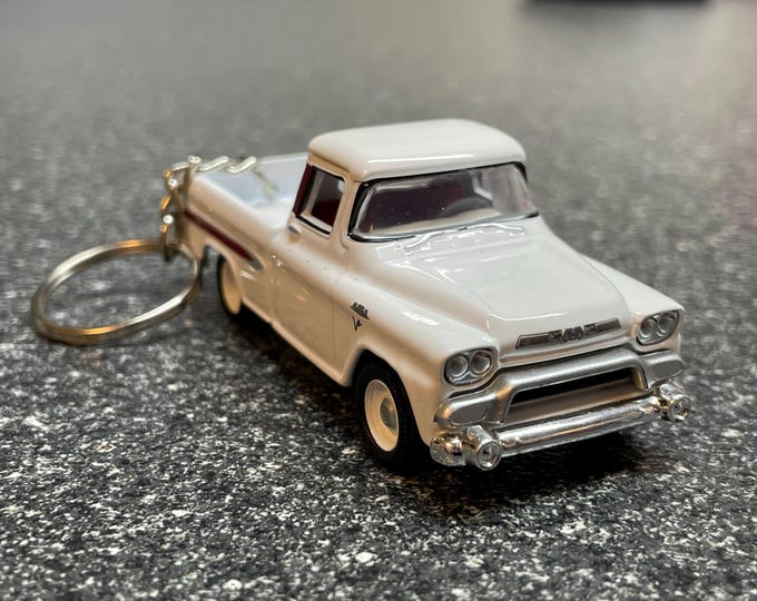 1959 GMC Fleetside Truck Keychain White Hot Wheels Matchbox Chevy 1500 ...