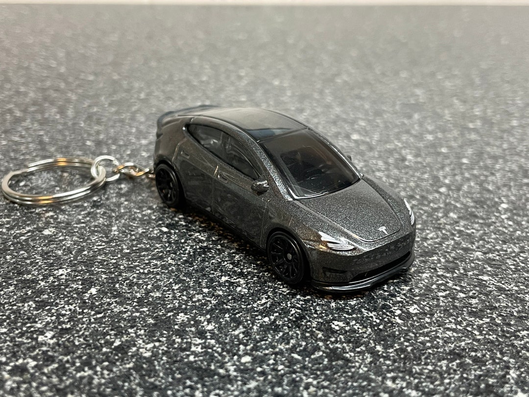 Tesla Model Y Performance Keychain Gray Hot Wheels Matchbox Diecast Car ...