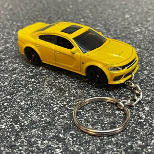 Fits Charger Hellcat Demon Hemi SRT Yellow Keychain Diecast Car ...