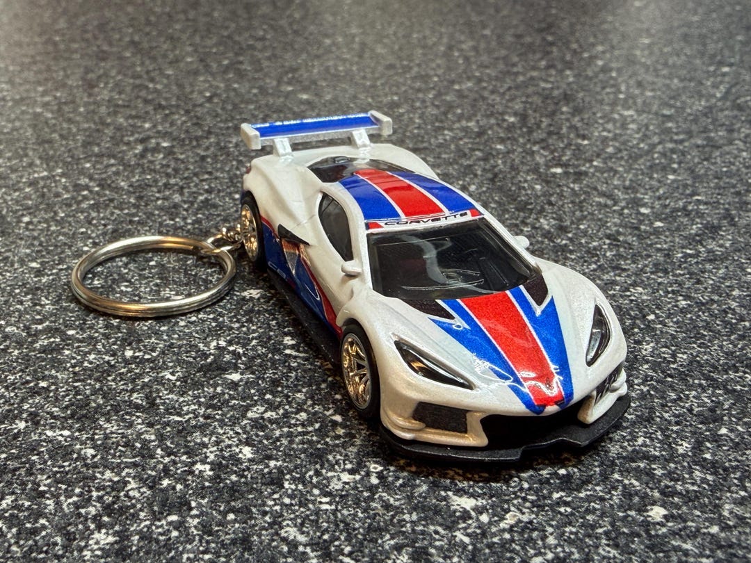 C8 Corvette Z06 C8R Keychain Red White Blue Hot Wheels Matchbox - Etsy