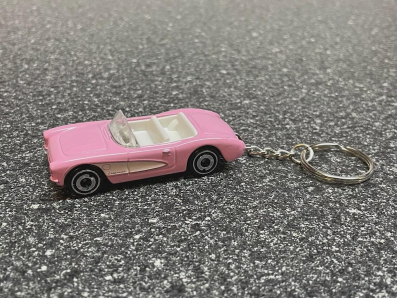1956 Corvette Convertible Pink Keychain Diecast Car Hot Wheels Matchbox ...