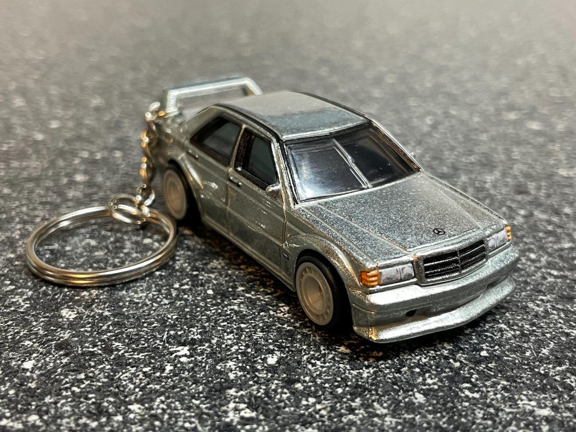 1989 Mercedes Benz 190 E Evolution Keychain Silver Hot Wheels Matchbox ...