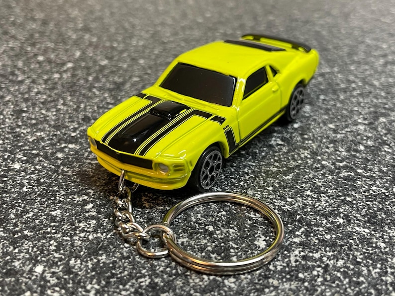 1970 Mustang Boss 302 Neon Yellow Keychain Diecast Car Muscle Car - Etsy