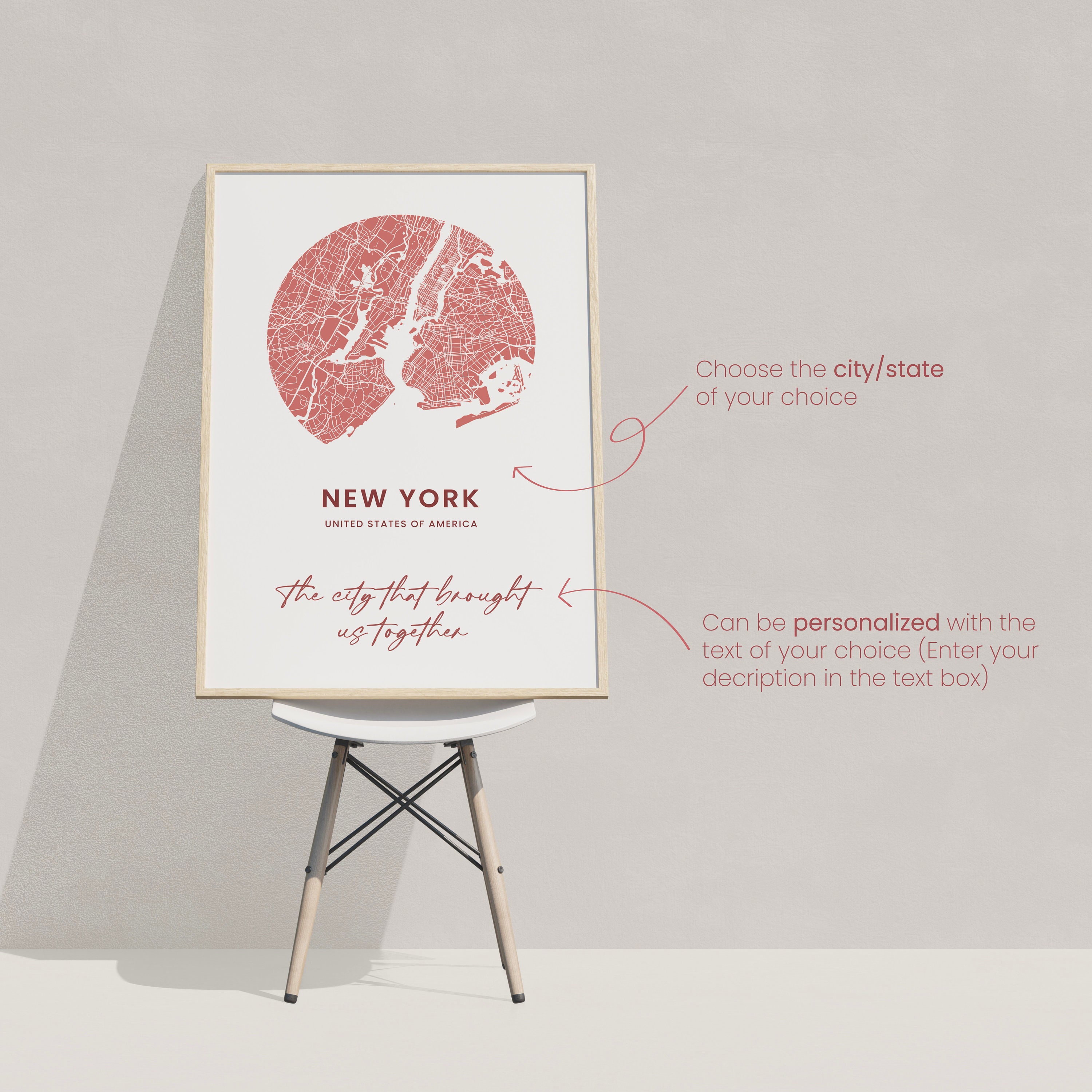 Personalized Map Print, Custom City Map, Engagement Gift, Anniversary ...