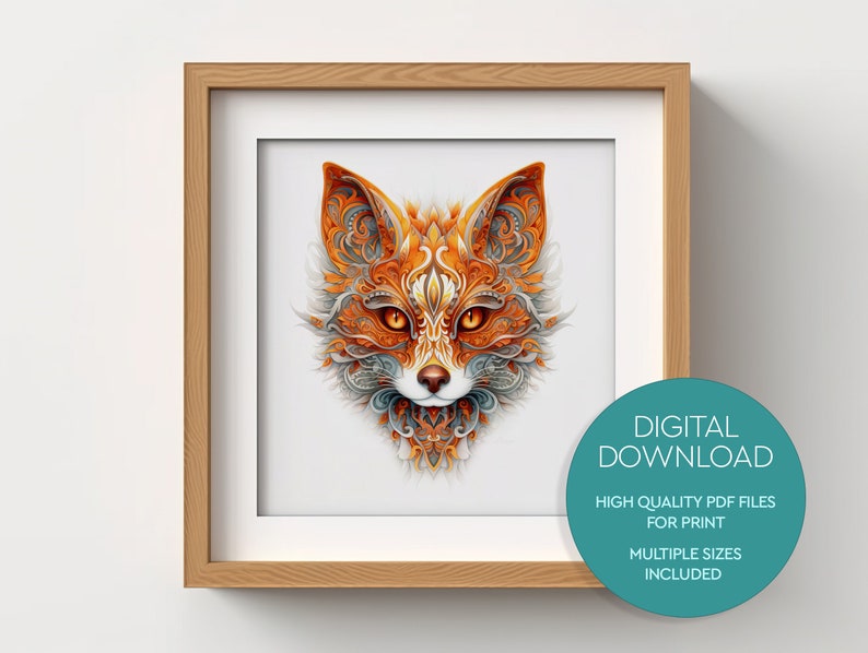 Fractal Fox - Downloadable Digital Art for Printing - Etsy