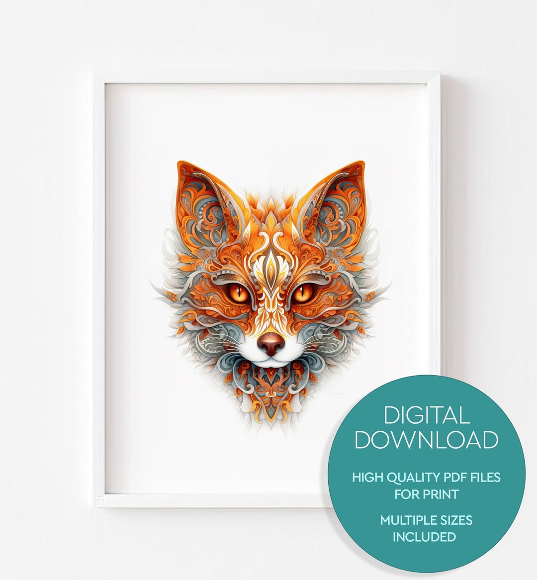 Fractal Fox - Downloadable Digital Art for Printing - Etsy
