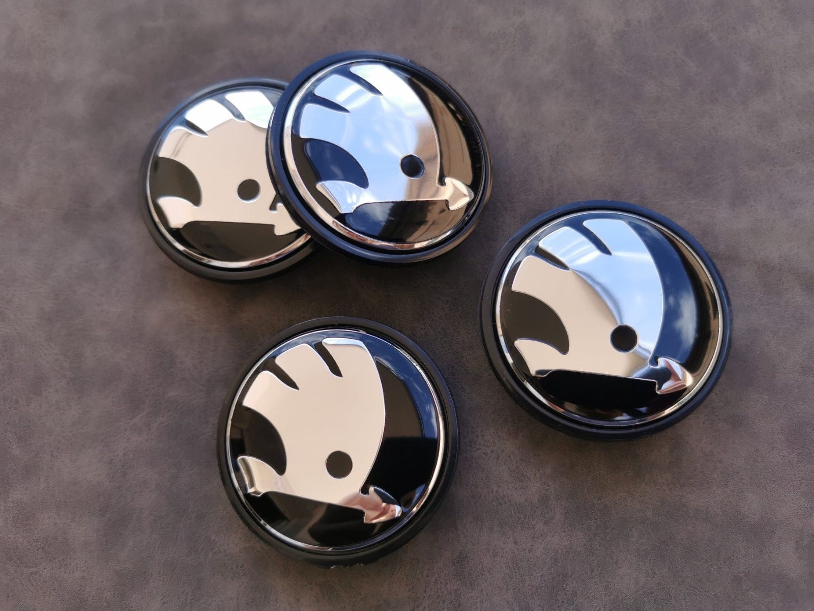 65mm Hubcaps With Skoda Emblem Logo 3B7601171 Wheel Rim Center Caps ...