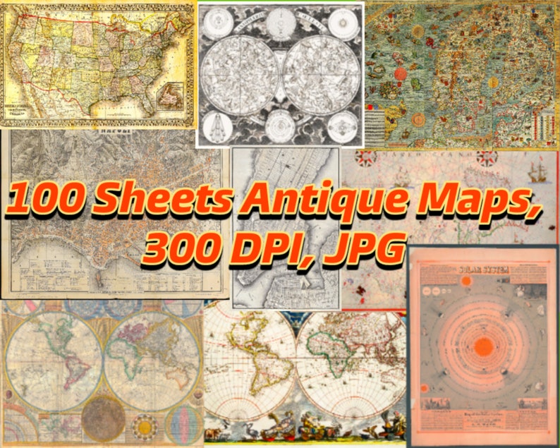 100 Ancient World Maps Collection | Vintage World Maps | Antique Map | Digital Maps Printable ...