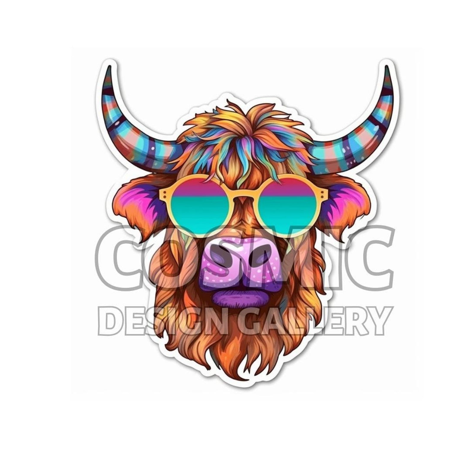 Funky Hippie Cow - Digital File Download - SVG, PNG, JPG - Groovy ...