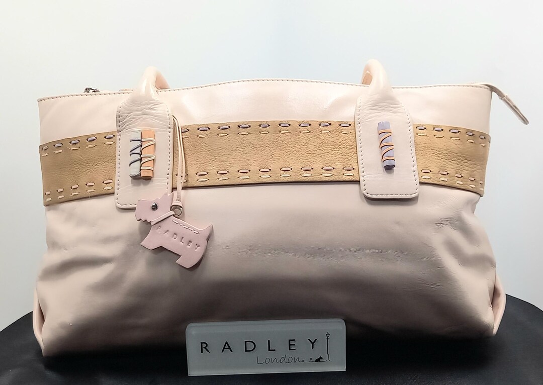Vintage Baby Pink Radley London Shoulder Bag With Brown Trim and ...