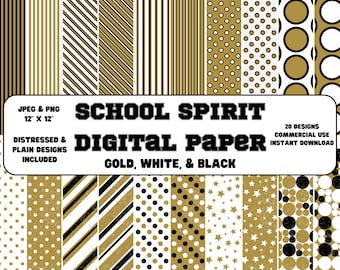 Digital Paper School Spirit Royal Blue, White, & Black Plain and ...