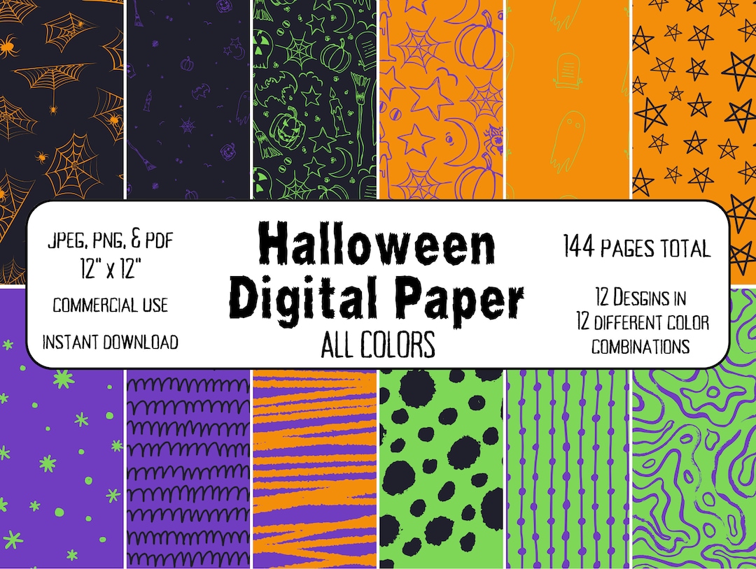 Halloween Digital Papers • Seamless • Backgrounds • 12x12 Scrapbook ...