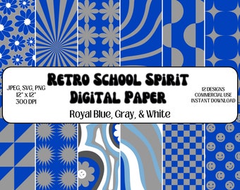 Royal Blue Digital Paper Pack | Mixed Pattern Scrapbooking Papers ...