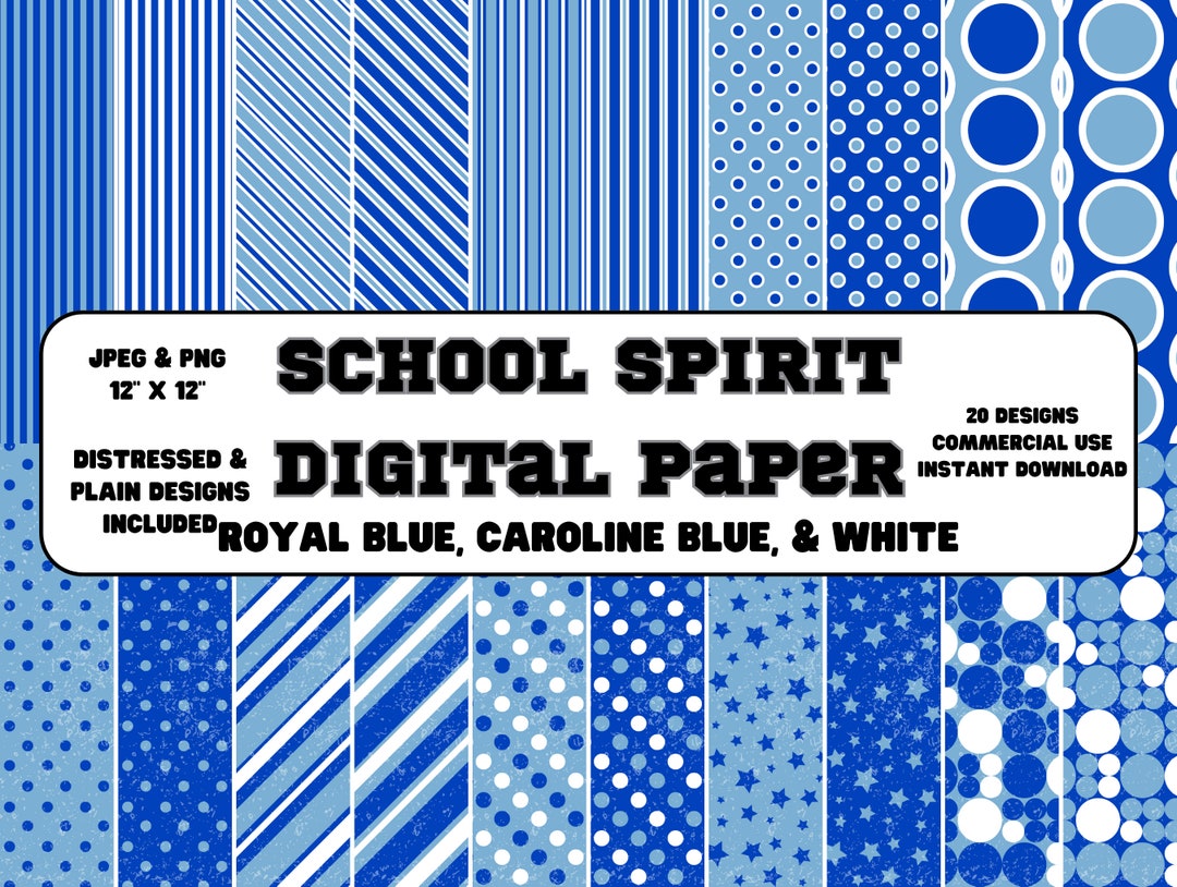 Digital Paper • School Spirit • Royal Blue, Carolina Blue, & White ...