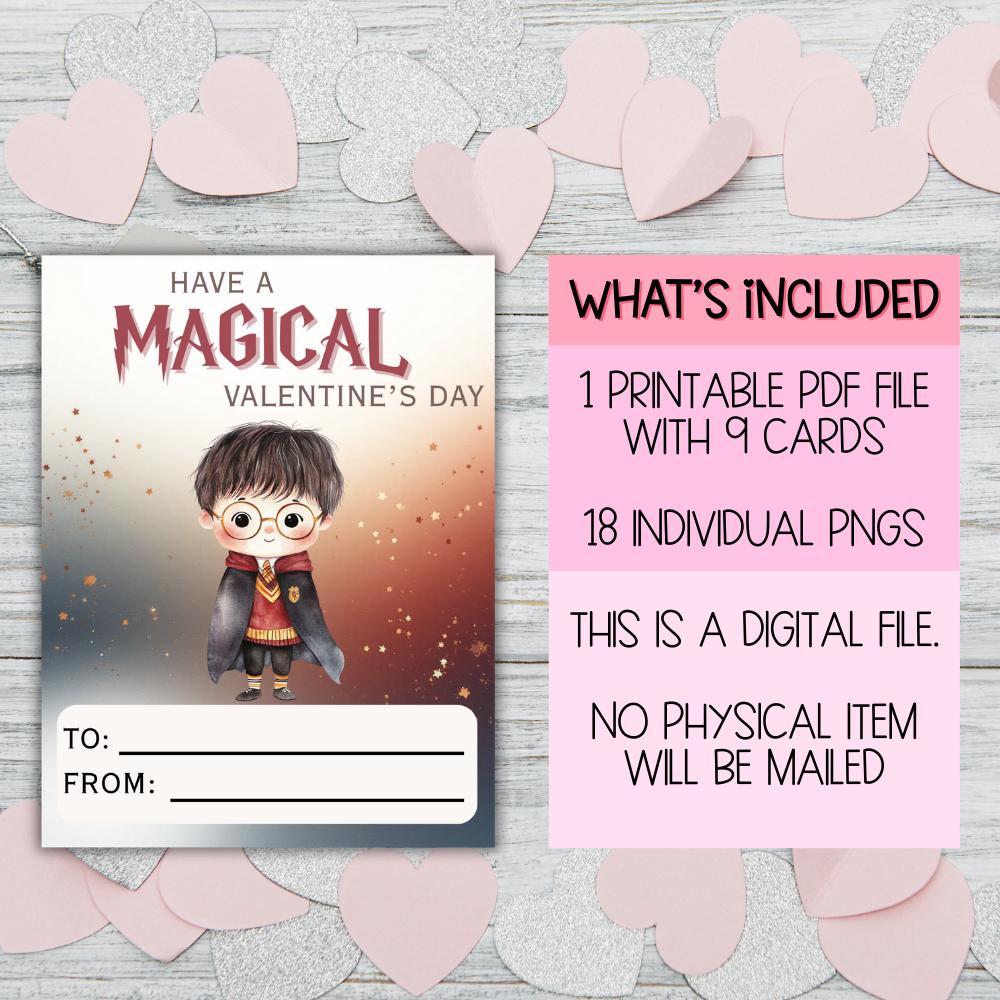 Wizard Valentine's Day Cards - Magic School Valentines, 18 Printable ...