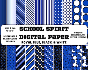 Royal Blue Digital Paper Pack | Mixed Pattern Scrapbooking Papers ...
