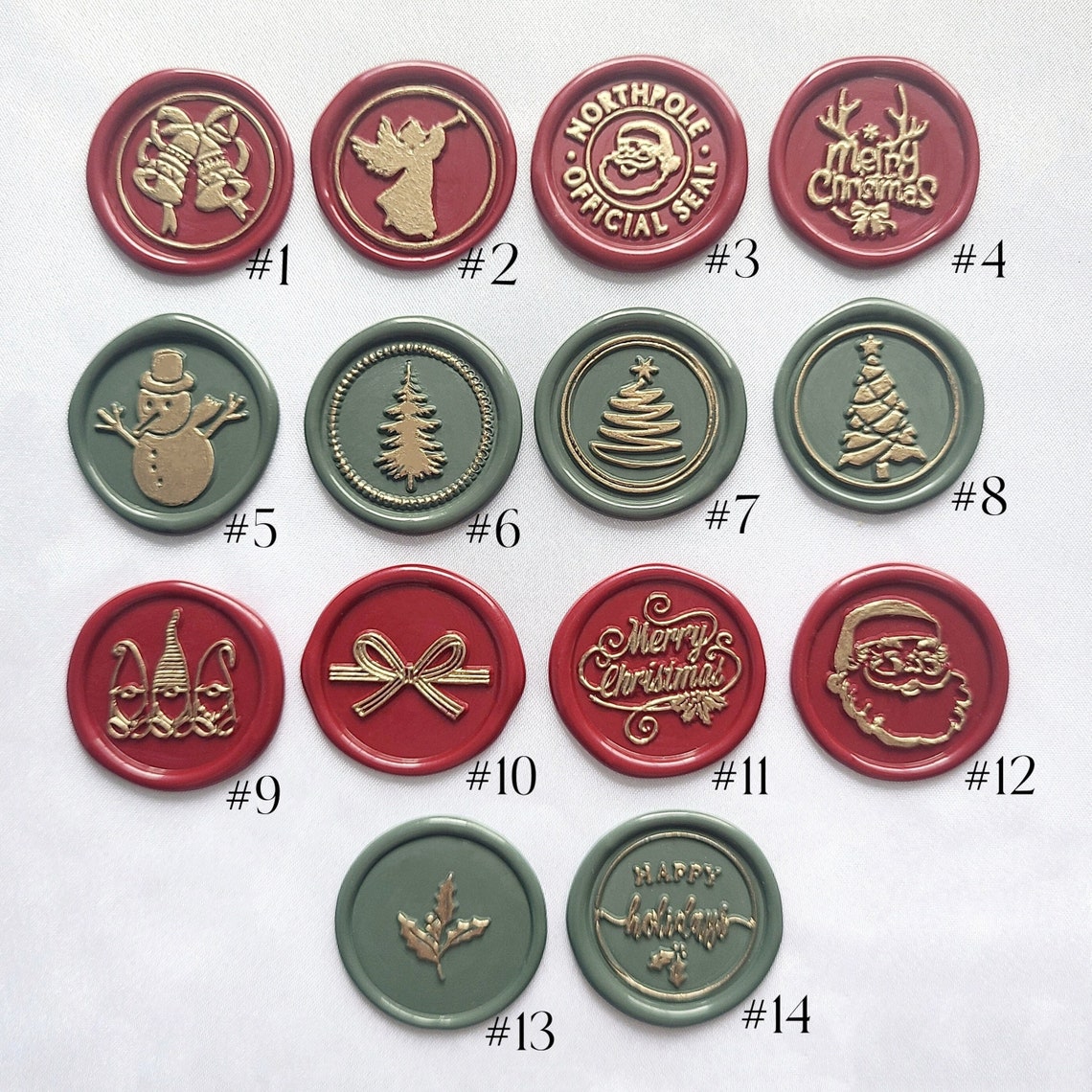 Christmas Wax Seals With Gold Accents, Self Adhesive Stickers, Holiday ...