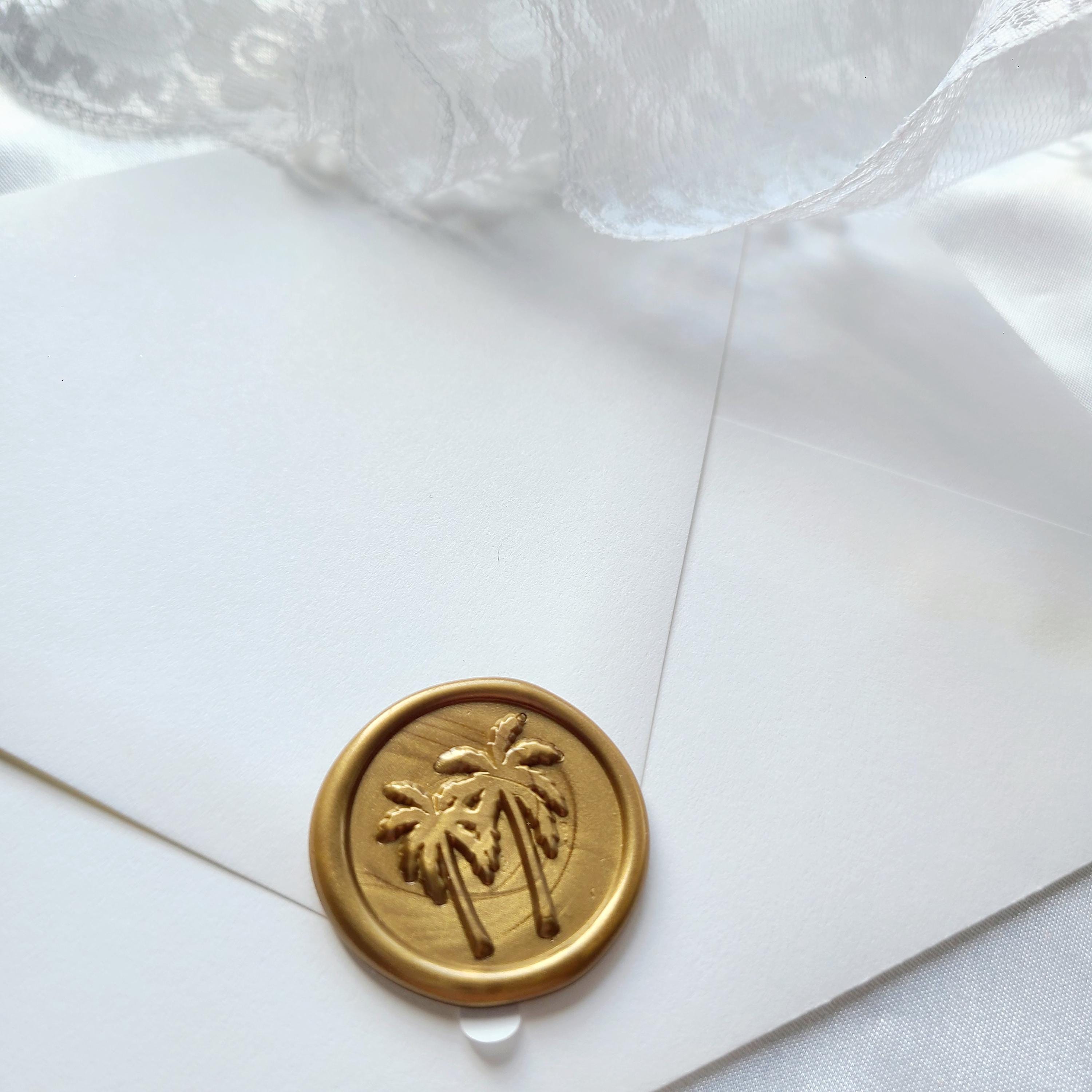 Palm Trees Wax Seal Stickers, Tropical Self Adhesive Premade Envelope ...