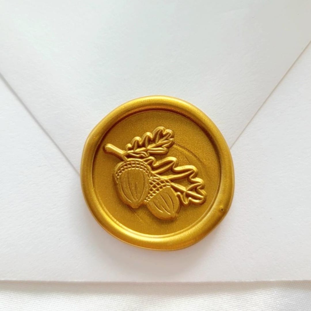 Acorn Foliage Wax Seal Sticker, Envelope Seal, Fall Wedding Invitations ...
