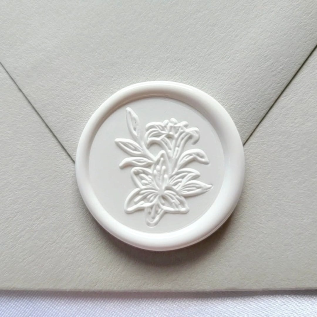 Lily Flower Wax Seal Sticker, Premade Envelope Seal, Self Adhesive ...