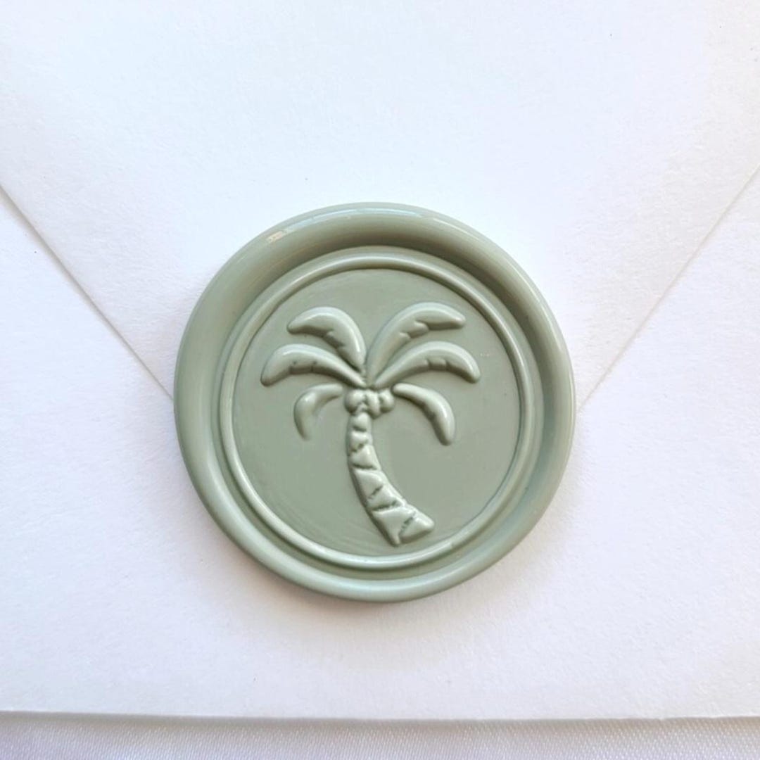 Palm Tree Wax Seal Stickers, Tropical Self Adhesive Envelope Seal ...