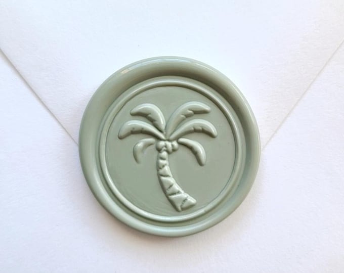 Palm Tree Wax Seal Stickers, Tropical Self Adhesive Envelope Seal ...