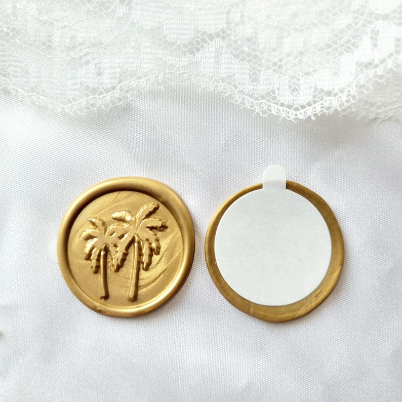 Palm Trees Wax Seal Stickers, Tropical Self Adhesive Premade Envelope ...