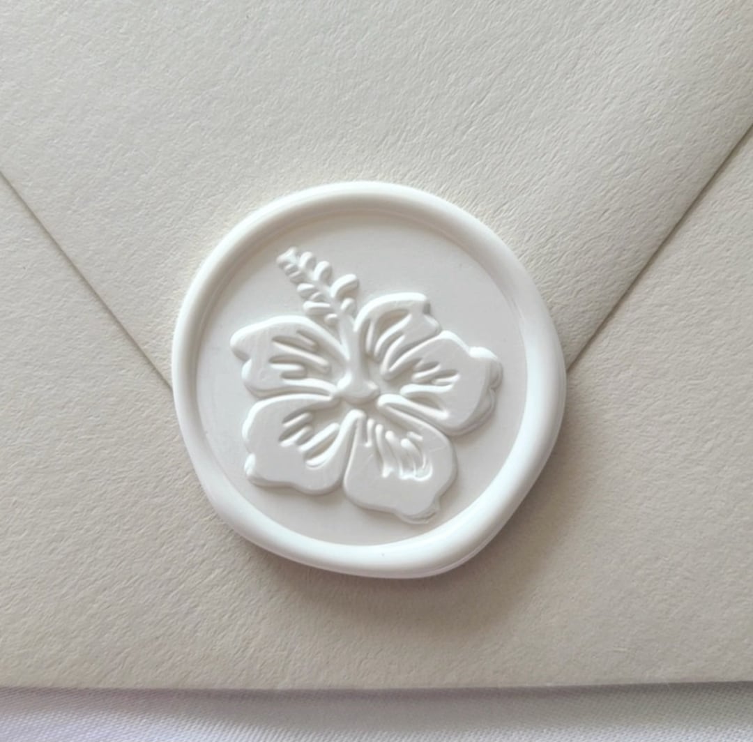 Hibiscus Flower Wax Seal Sticker, Premade Self Adhesive Envelope Seal ...
