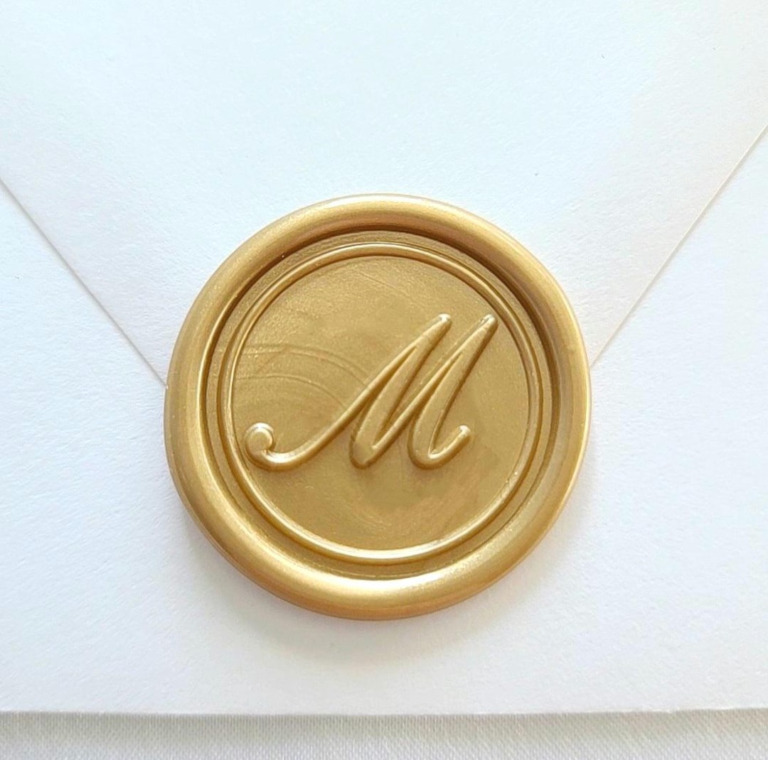 Letter M Wax Seal Sticker, Single Initial Monogram Envelope Seal ...