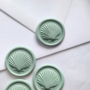 Sea Shell Wax Seals, Self Adhesive Sticker, Shell Wax Seal, Wedding ...
