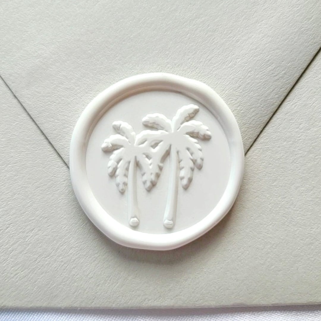 Palm Trees Wax Seal Stickers, Tropical Self Adhesive Premade Envelope ...