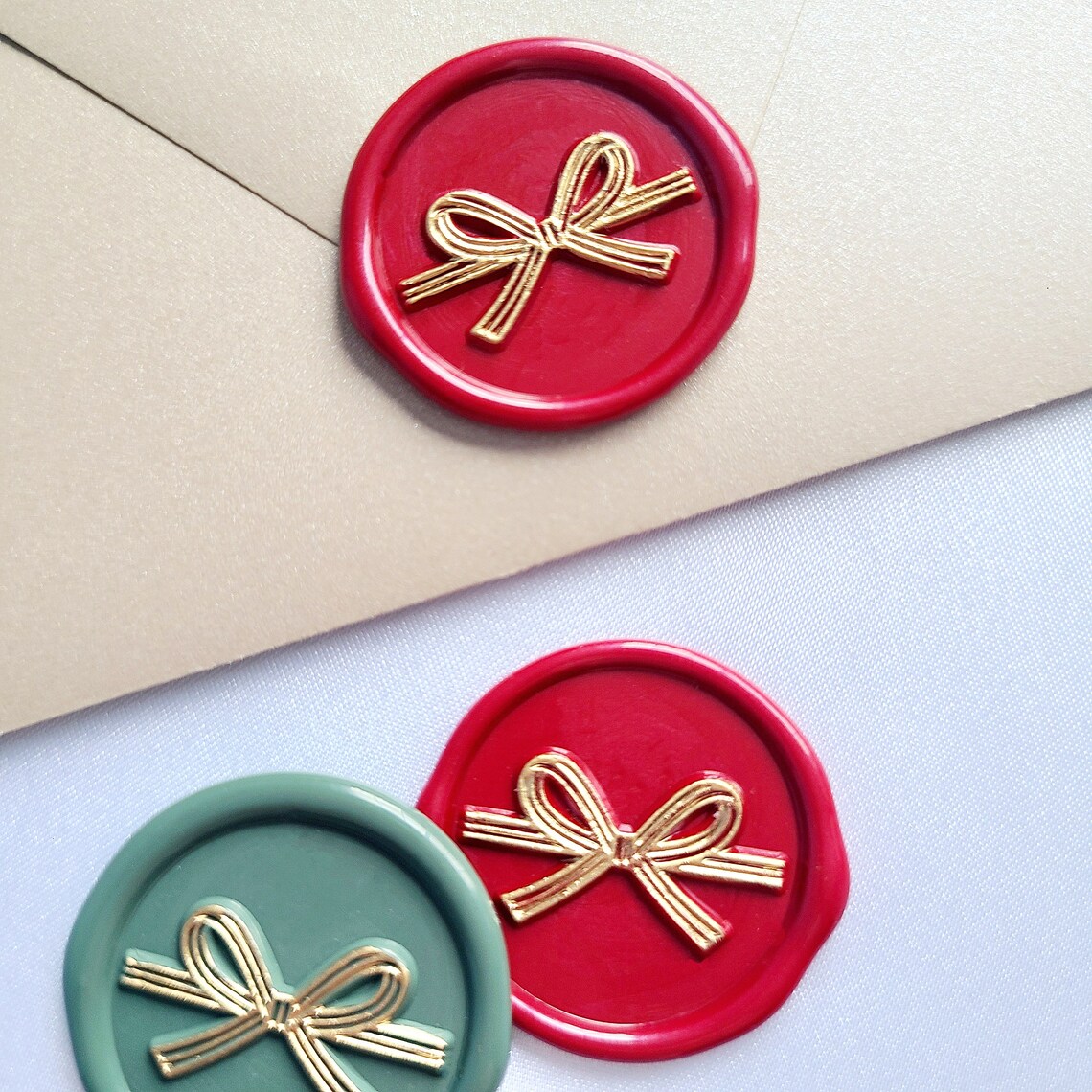 Christmas Wax Seals With Gold Accents, Self Adhesive Stickers, Holiday ...