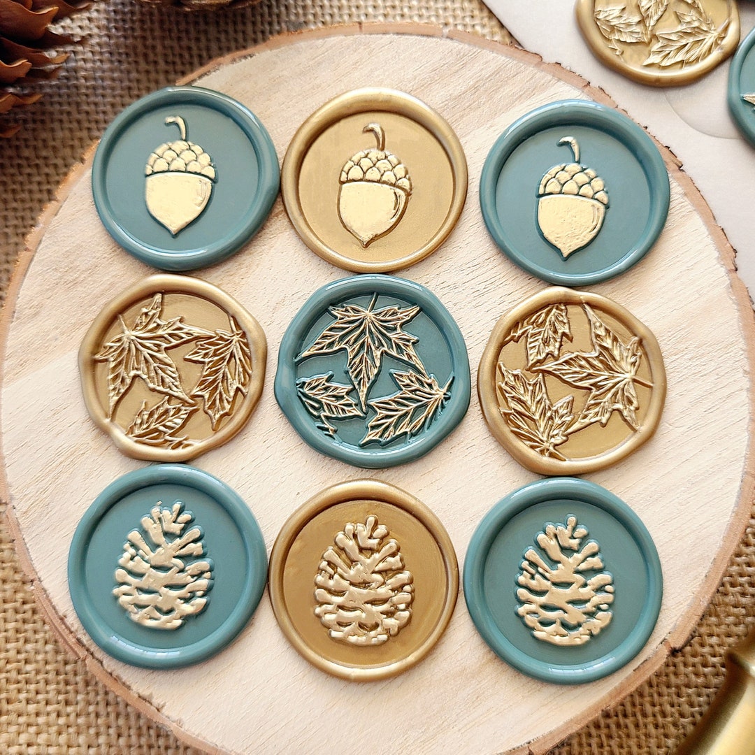 Autumn Wax Seal Stickers, Gold Overlay, Fall Premade Envelope Seals ...