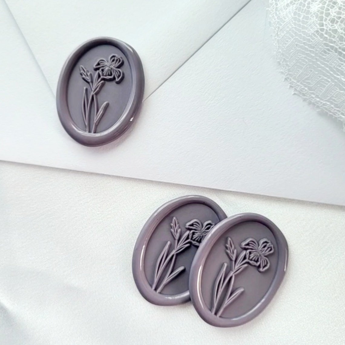 Iris Flower Wax Seal Sticker, Self Adhesive Premade Envelope Seal ...