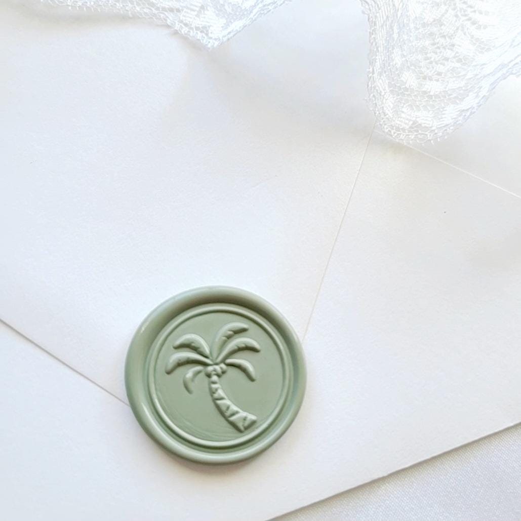 Palm Tree Wax Seal Stickers, Tropical Self Adhesive Envelope Seal ...