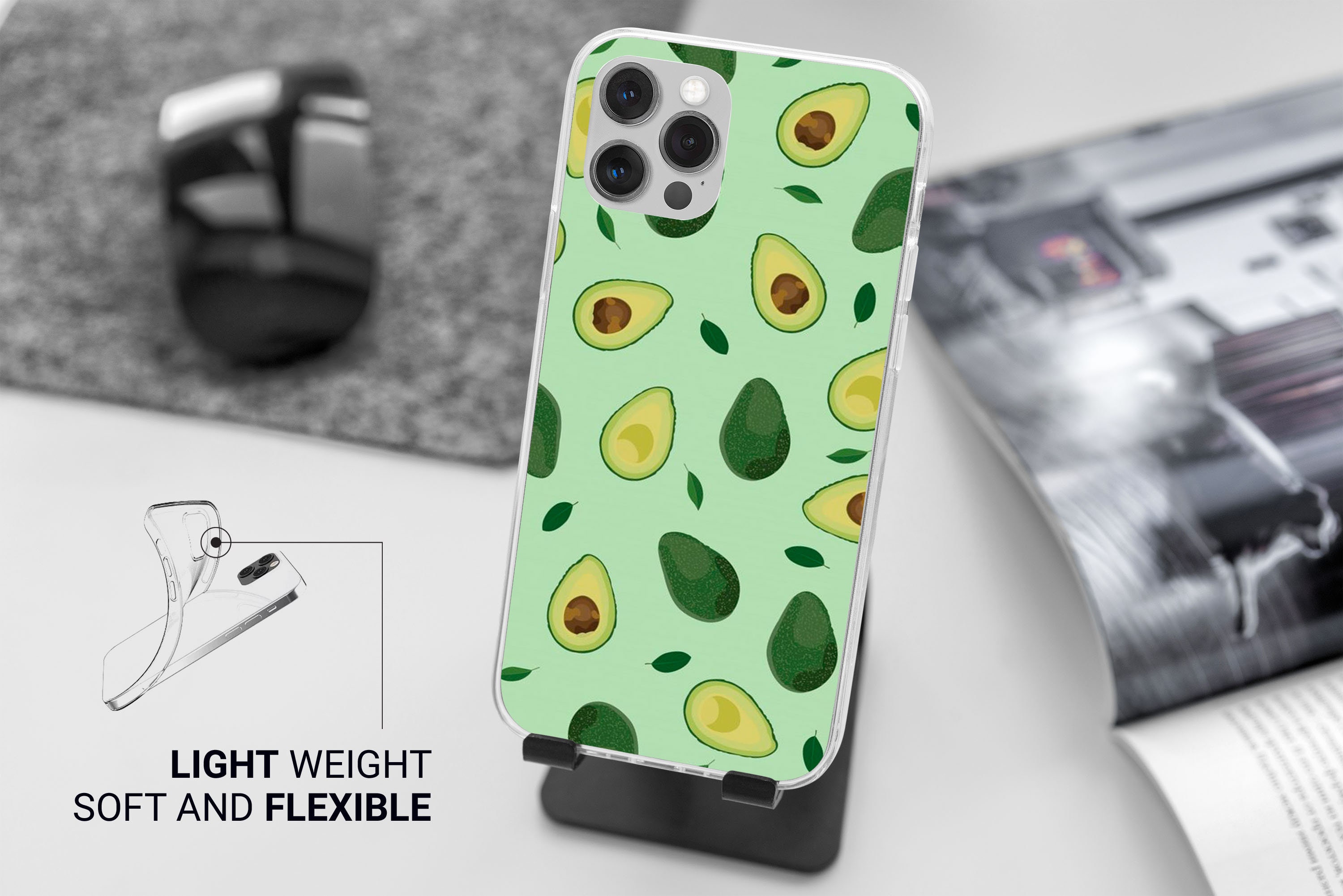 Avocado Cute Fruit Veggie Pattern Art Phone Case for iPhone 15 14 13 ...