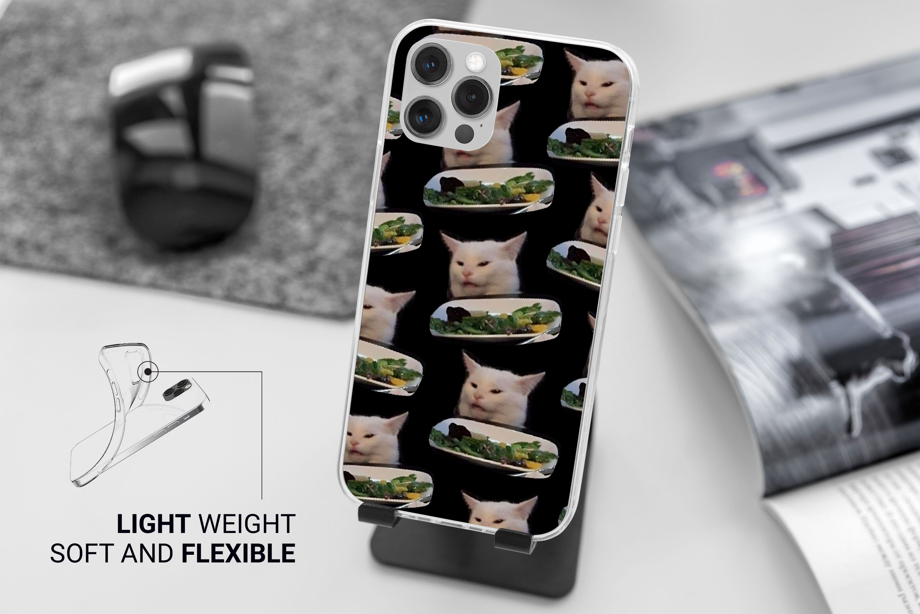 Smudge the Cat Crying Cat Meme Cool Phone Case for iPhone 15 14 13 Pro ...