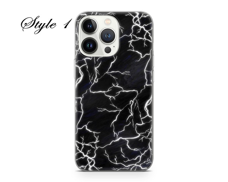 Lightning Bolt Sky Night Rain Thunder Phone Case for iPhone 16 15 14 13 ...
