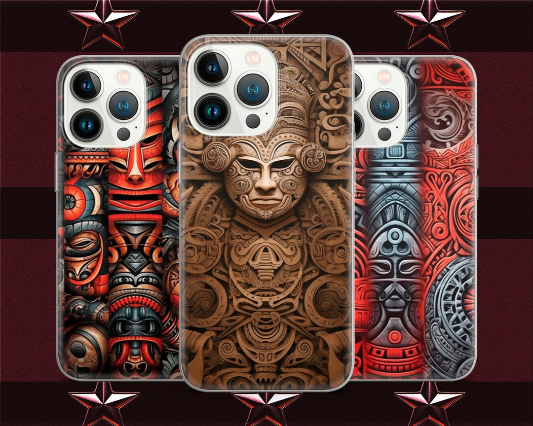 Tiki Cool Totems Trible Patterns Phone Case for iPhone 16 15 14 13 Pro ...