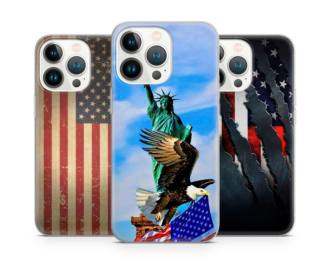 The Statue of Liberty USA Flag America Phone Case for iPhone 15 14 13 ...