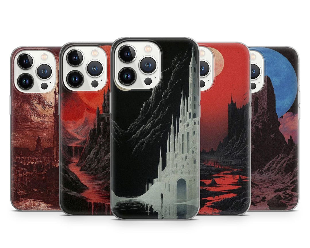 Gothic Evil Castle Vampire Moon Blood Phone Case for iPhone 16 15 14 13 ...